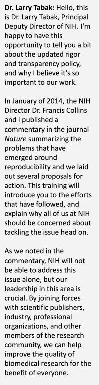 NIH Policy: Rigor and Transparency - Module 1