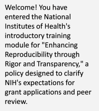 NIH Policy: Rigor and Transparency - Module 1