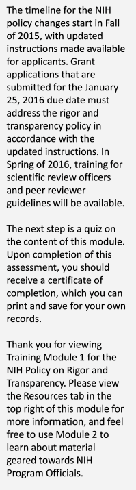 NIH Policy: Rigor and Transparency - Module 1